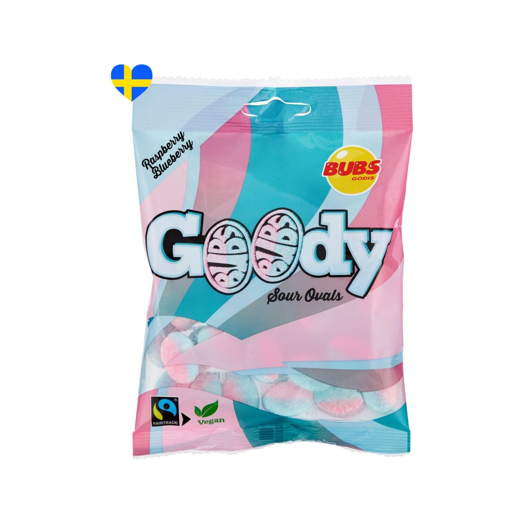 GOODY Raspberry Blueberry Bubs, Swedish Candy, Sour Ovals Bubs, Godis ...