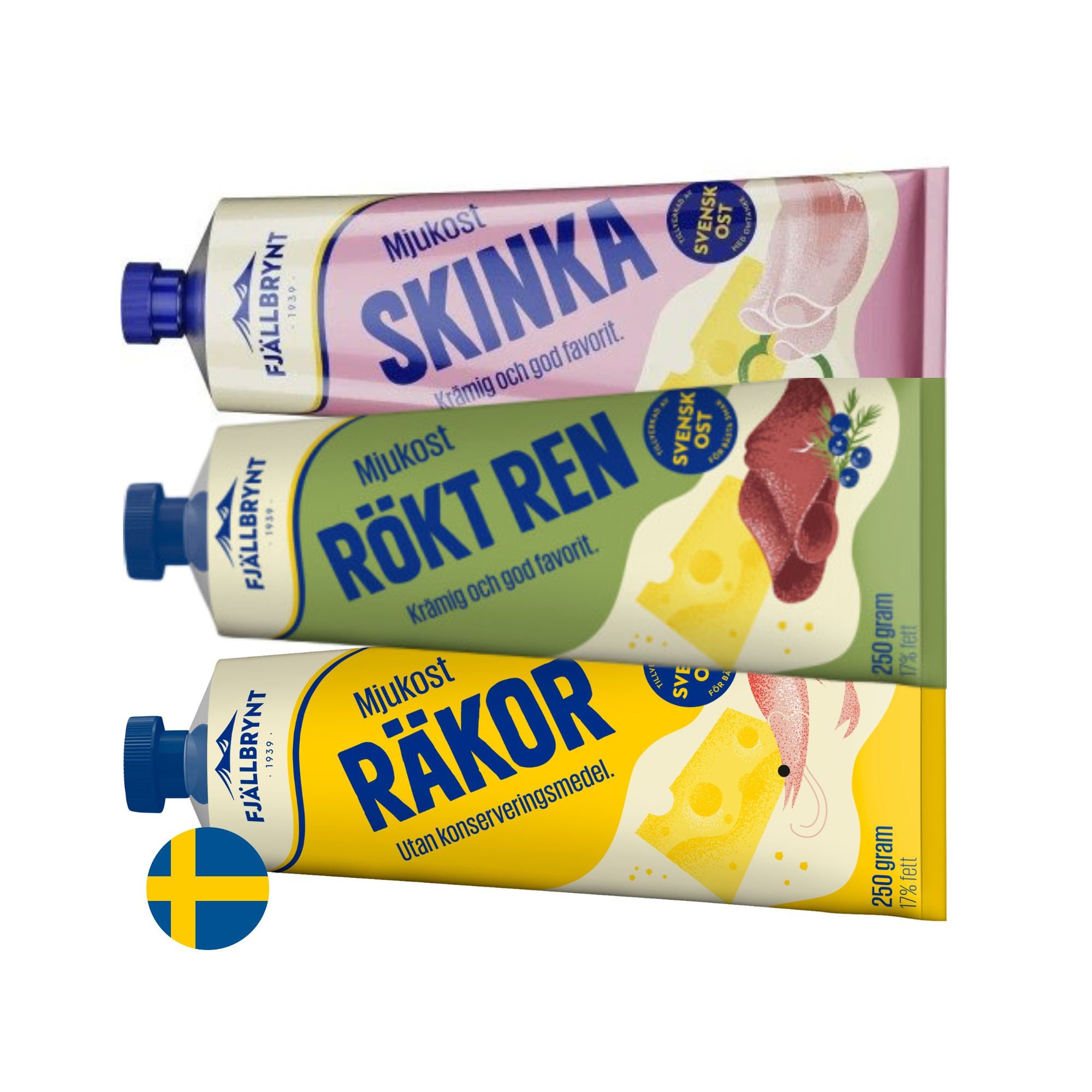 Swedish Cheese Spread 3x 250g 8.8 Oz., Shrimp Cheese, Räkost, Ham ...
