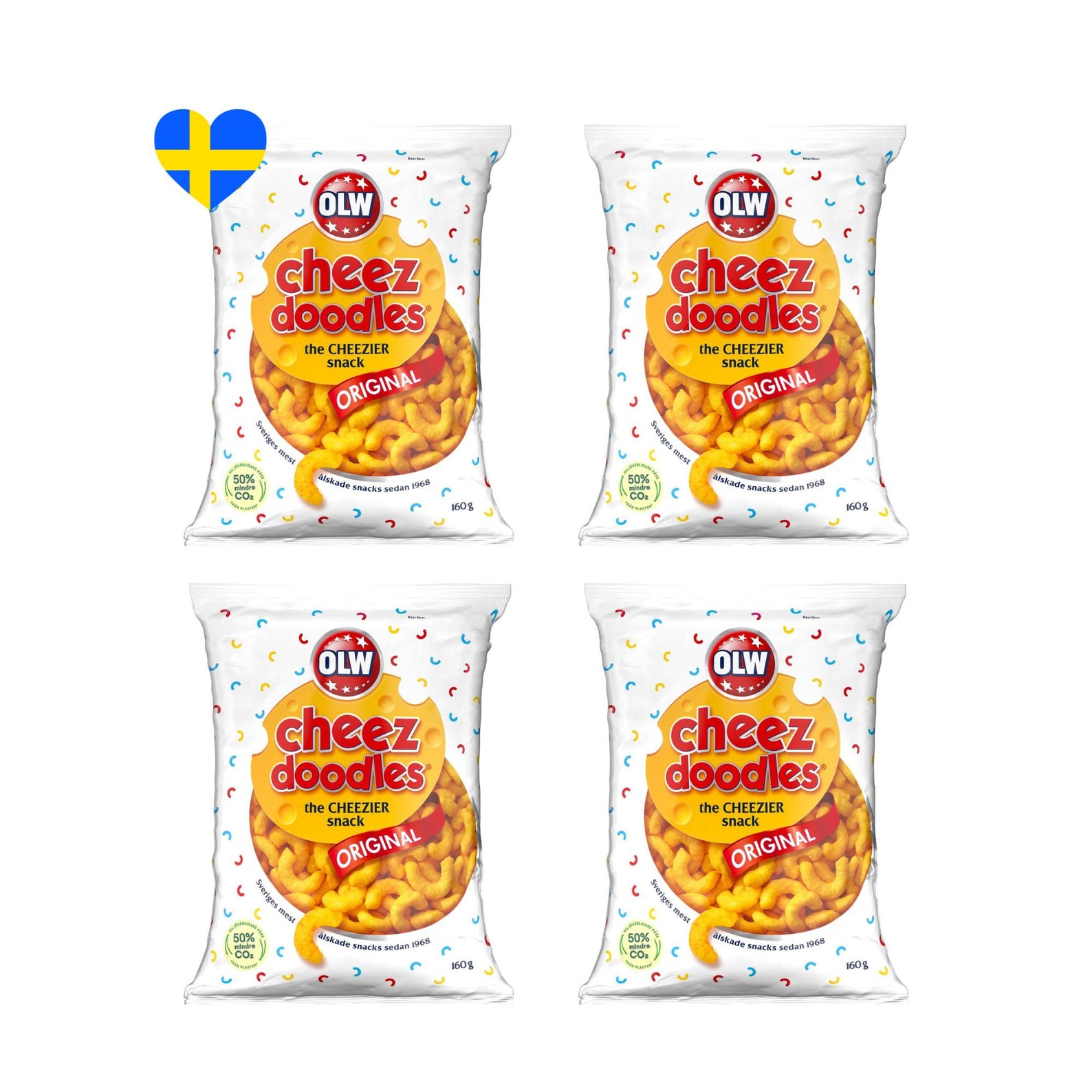 4 Bags OLW Cheez Doodles 160g 5.64 Oz of Ostbågar Bliss, Iconic Swedish ...