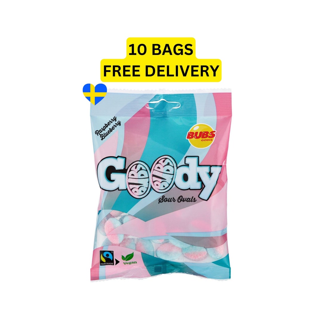 10 Bags GOODY Sour Raspberry Blueberry Bubs, Bubs Sour Candy, Swedish ...