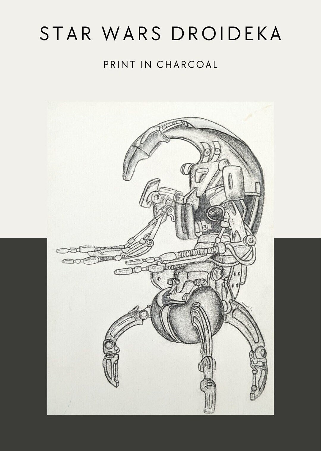 Star Wars Droideka in Charcoal Print - Etsy
