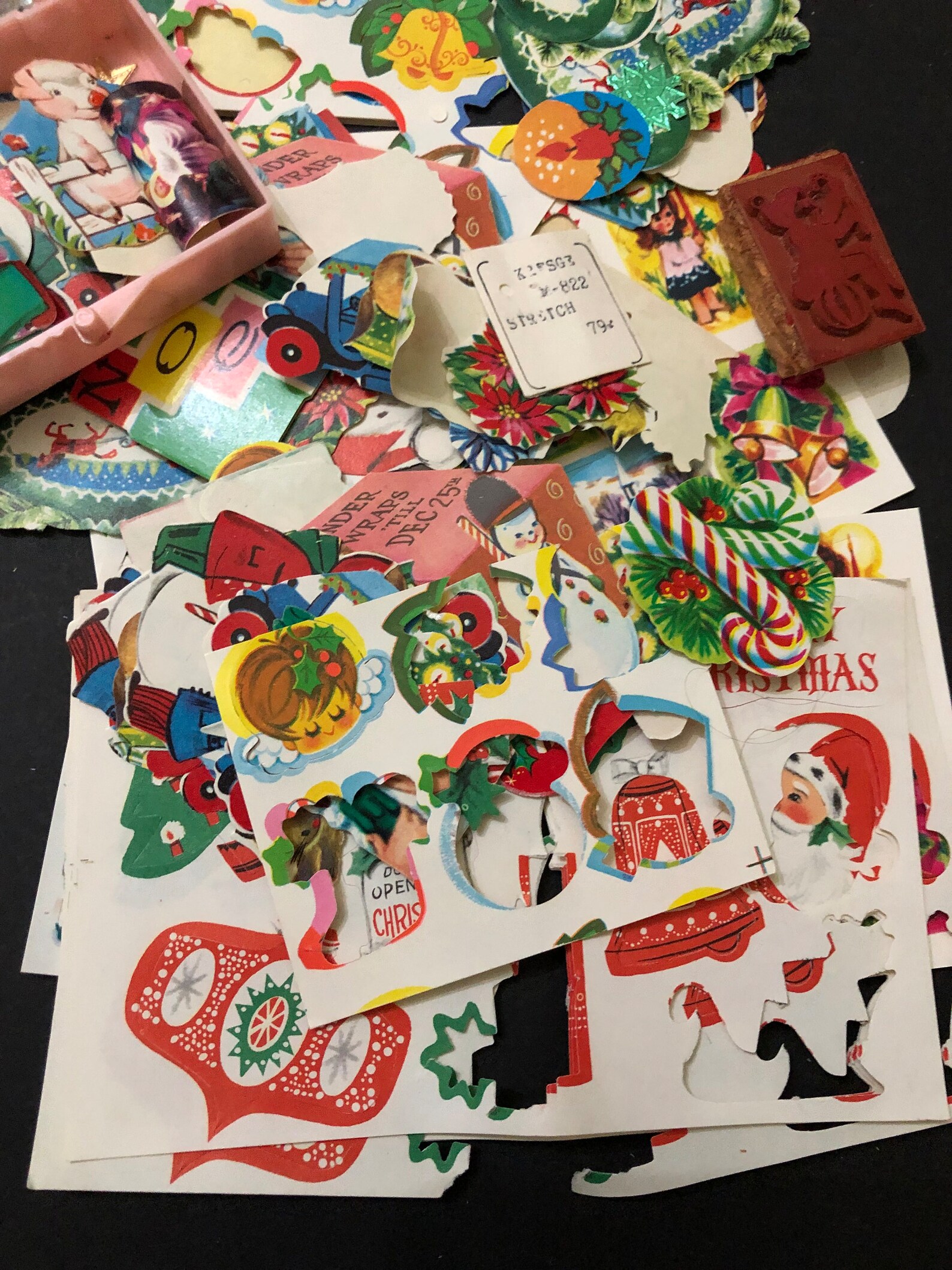 Vintage Christmas Lick and Stick Stickers Gummed Huge Lot of Over 100 ...