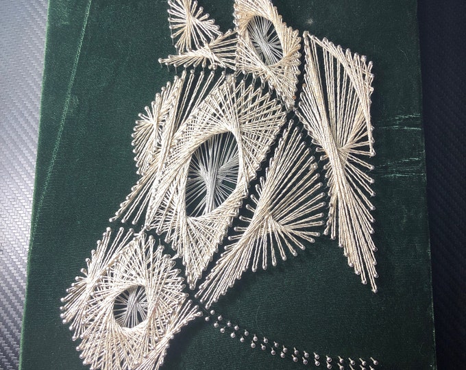 Vintage String Art Horse on Forest Green Velvet - Etsy