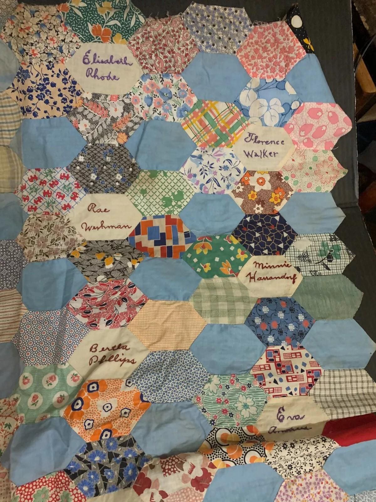 Antique Handmade Quilt Top Family Tree? Many Names 35" X 75" - Etsy