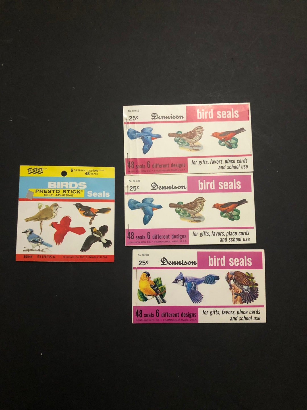 Vintage Dennison Bird Seals and Sticker Lot 75 Seals and 21 Stickers ...