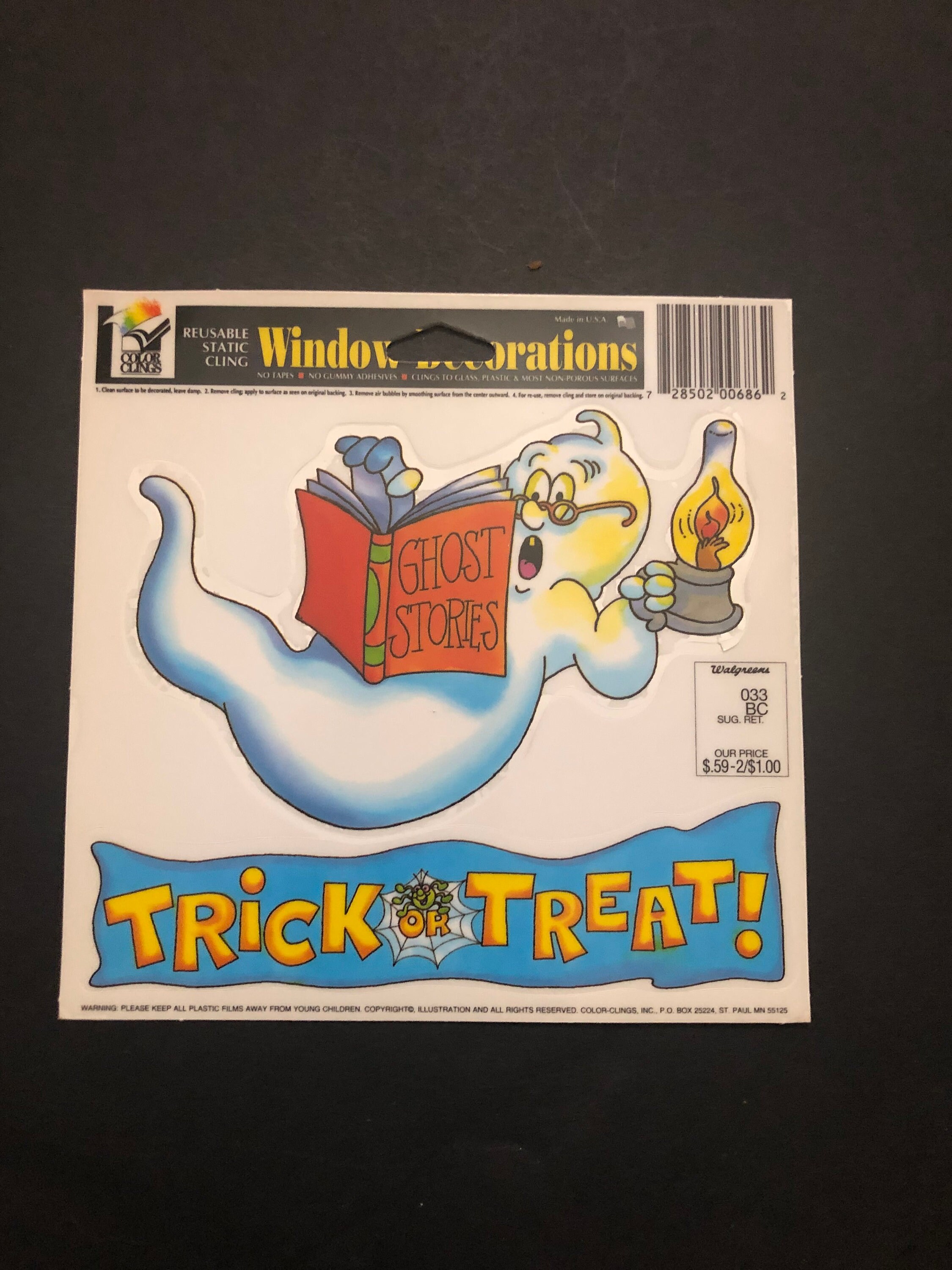 Vintage Color-clings, Inc. Reading Ghost Stories With Ghost and Candle ...