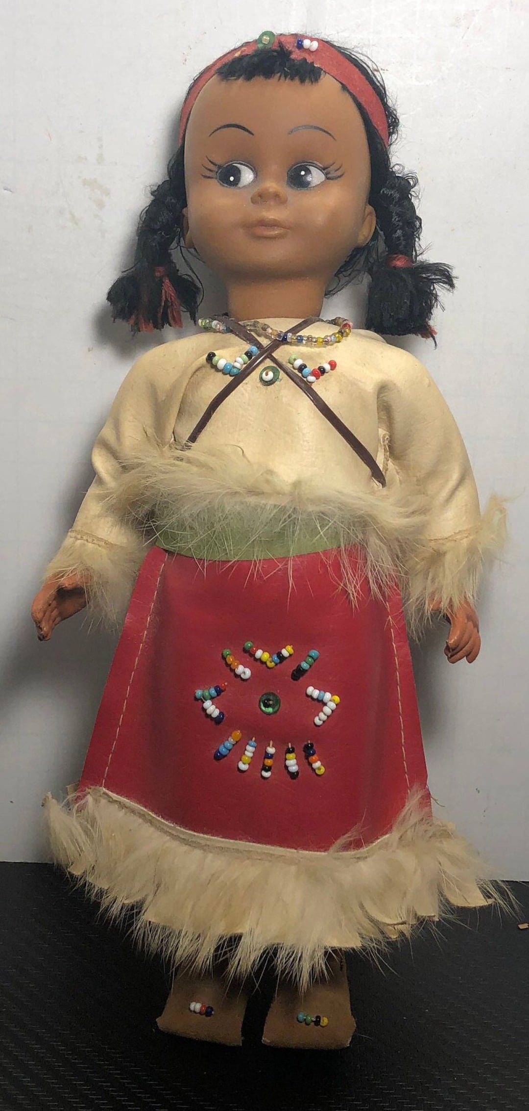 C. 1950s-60s Native American Indian Doll With Baby in Papoose Rubber ...