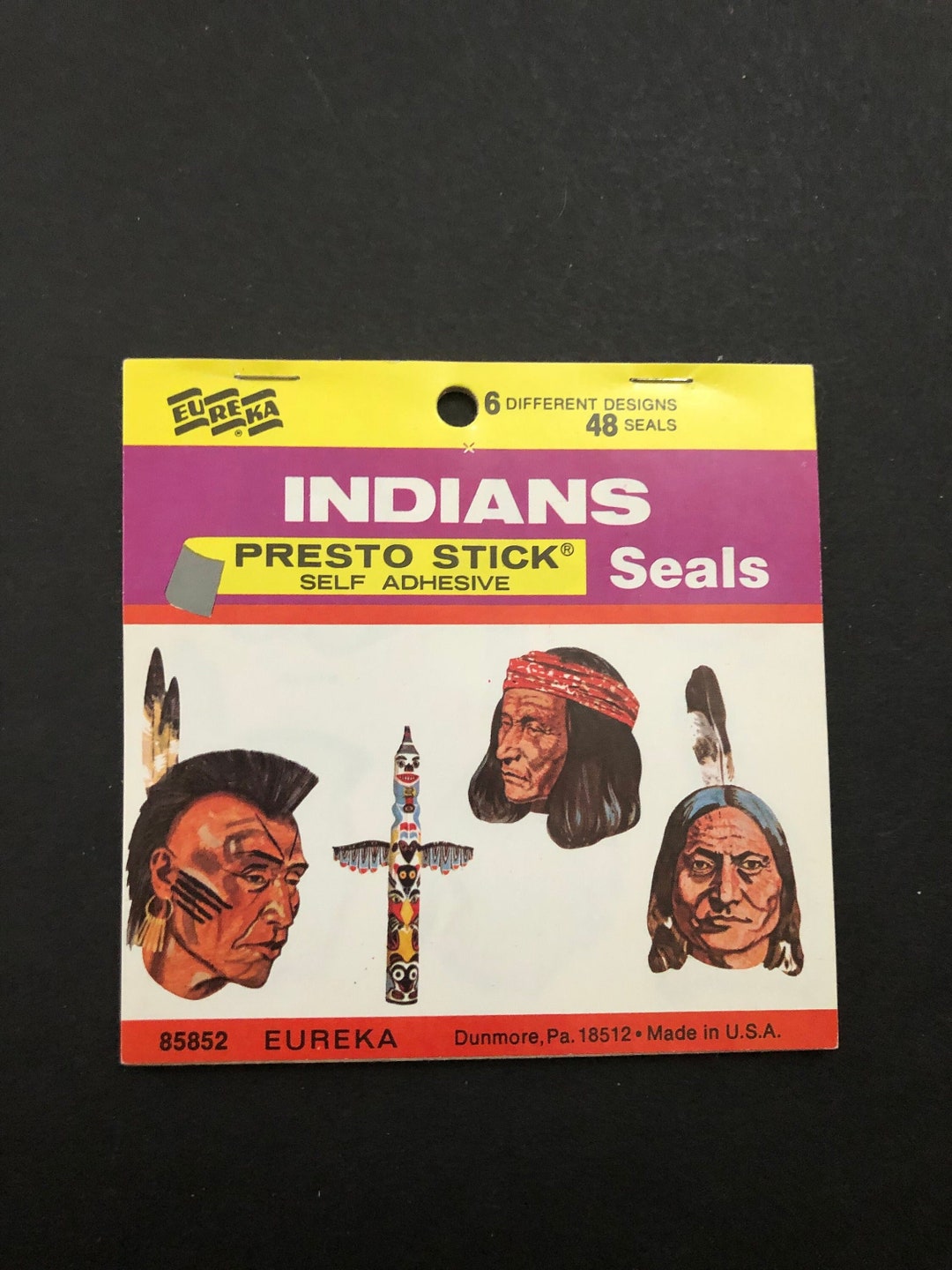 Vintage Eureka Indians Presto Stick Self Adhesive Seals 38 Present - Etsy