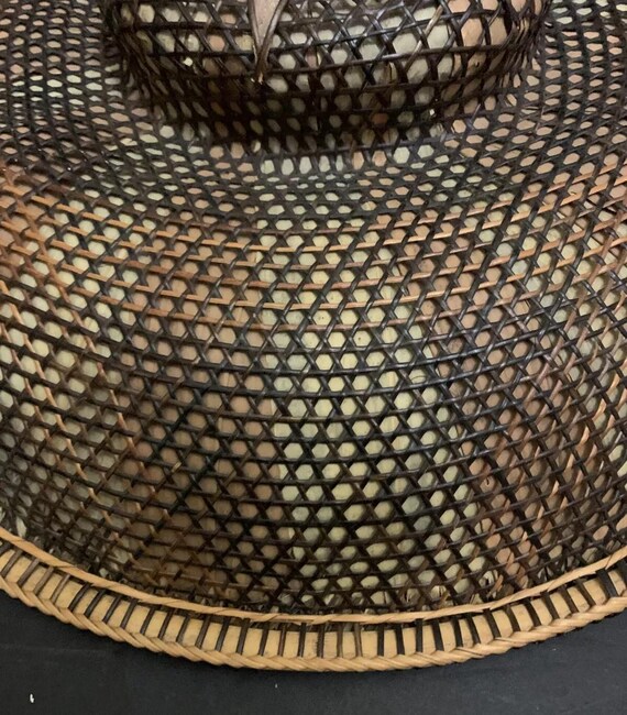 Old Vintage Filipino Rattan Salakot Sun Hat - Gem