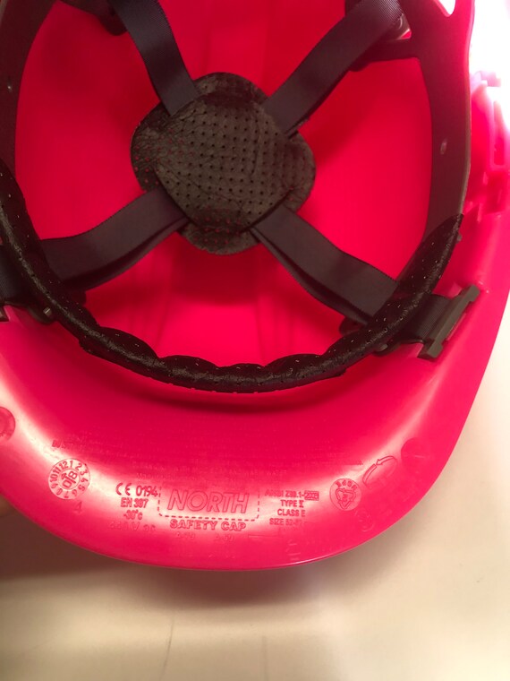 Vintage North Safety Cap End Construction Pink Hard H… - Gem