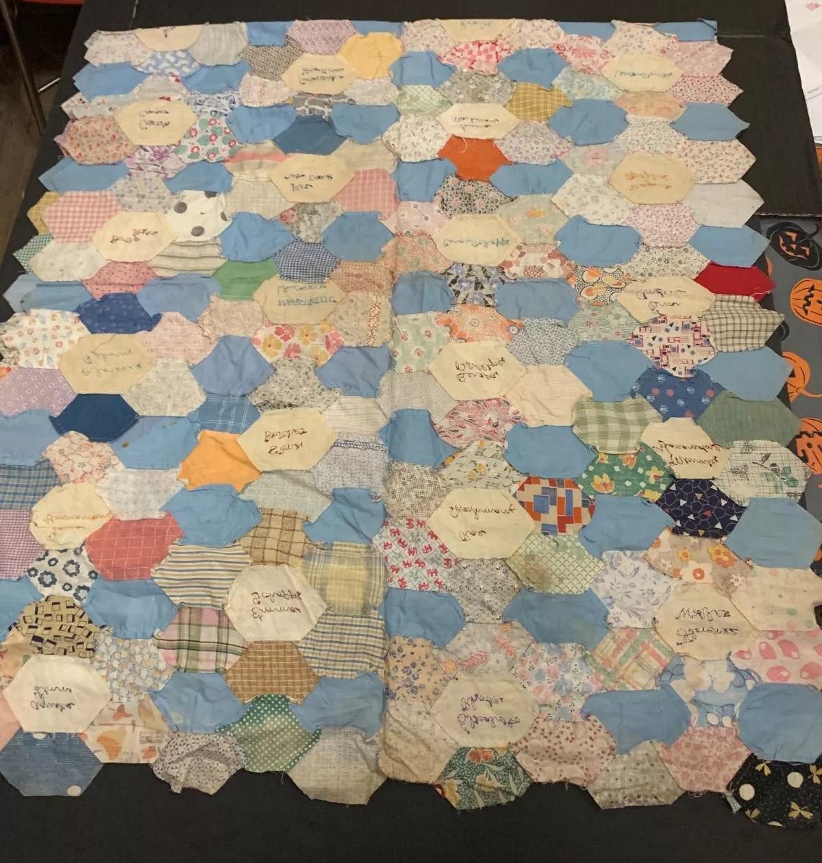 Antique Handmade Quilt Top Family Tree? Many Names 35" X 75" - Etsy