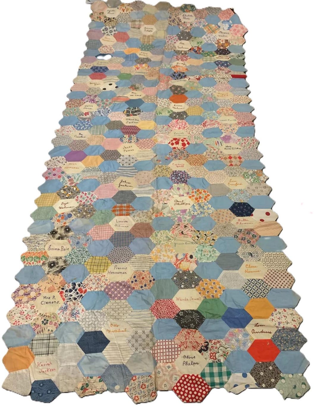 Antique Handmade Quilt Top Family Tree? Many Names 35" X 75" - Etsy