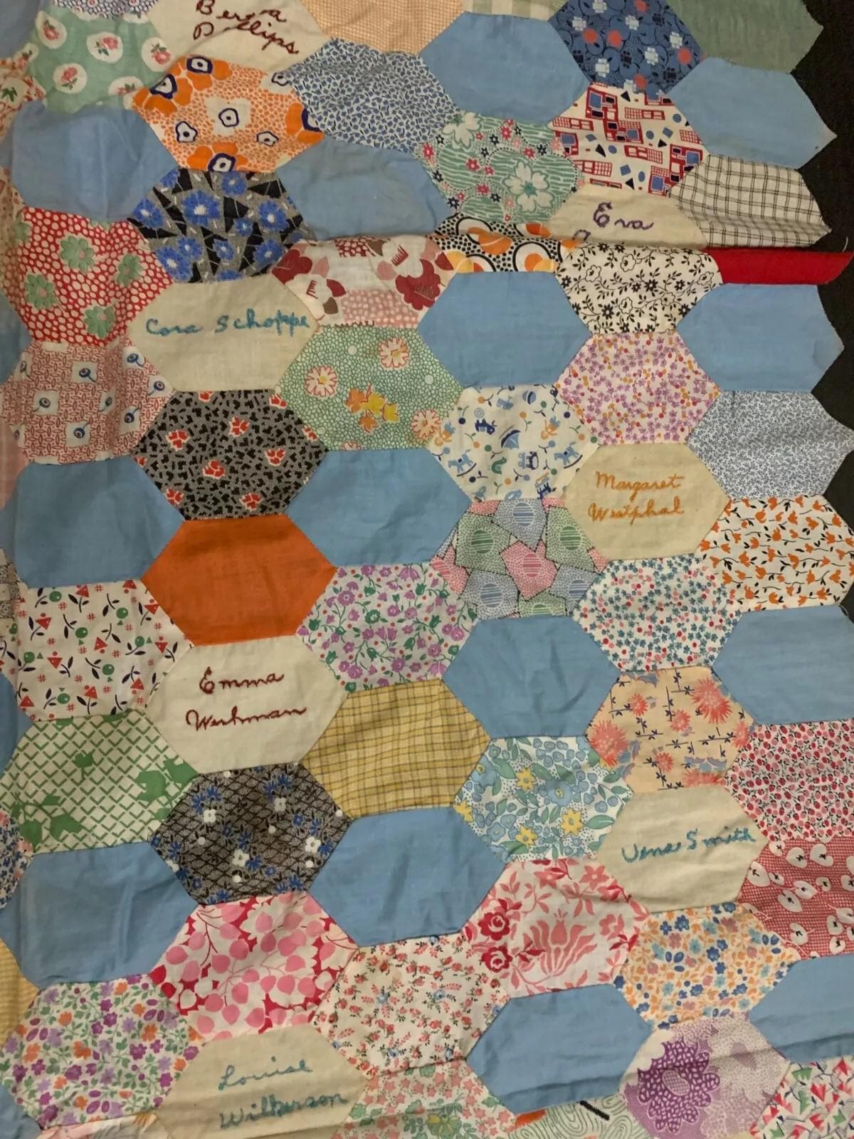 Antique Handmade Quilt Top Family Tree? Many Names 35" X 75" - Etsy