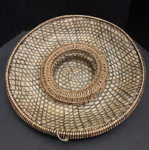 Old Vintage Filipino Rattan Salakot Sun Hat - Gem