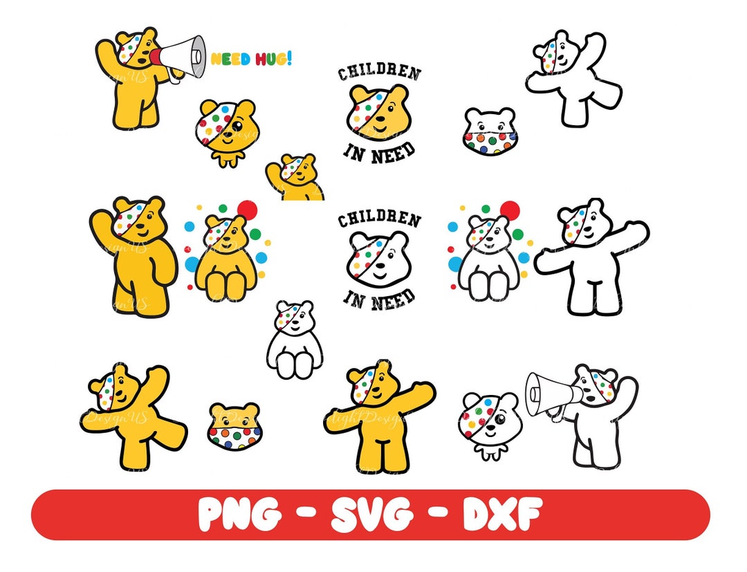 Pudsey Bear Svg Bundle Children in Need Pudsey Bear Charity Raising SVG ...
