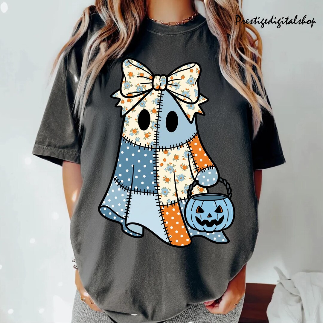 Fantôme Halloween rétro en jean bleu denim, fantôme fantasmagorique ...