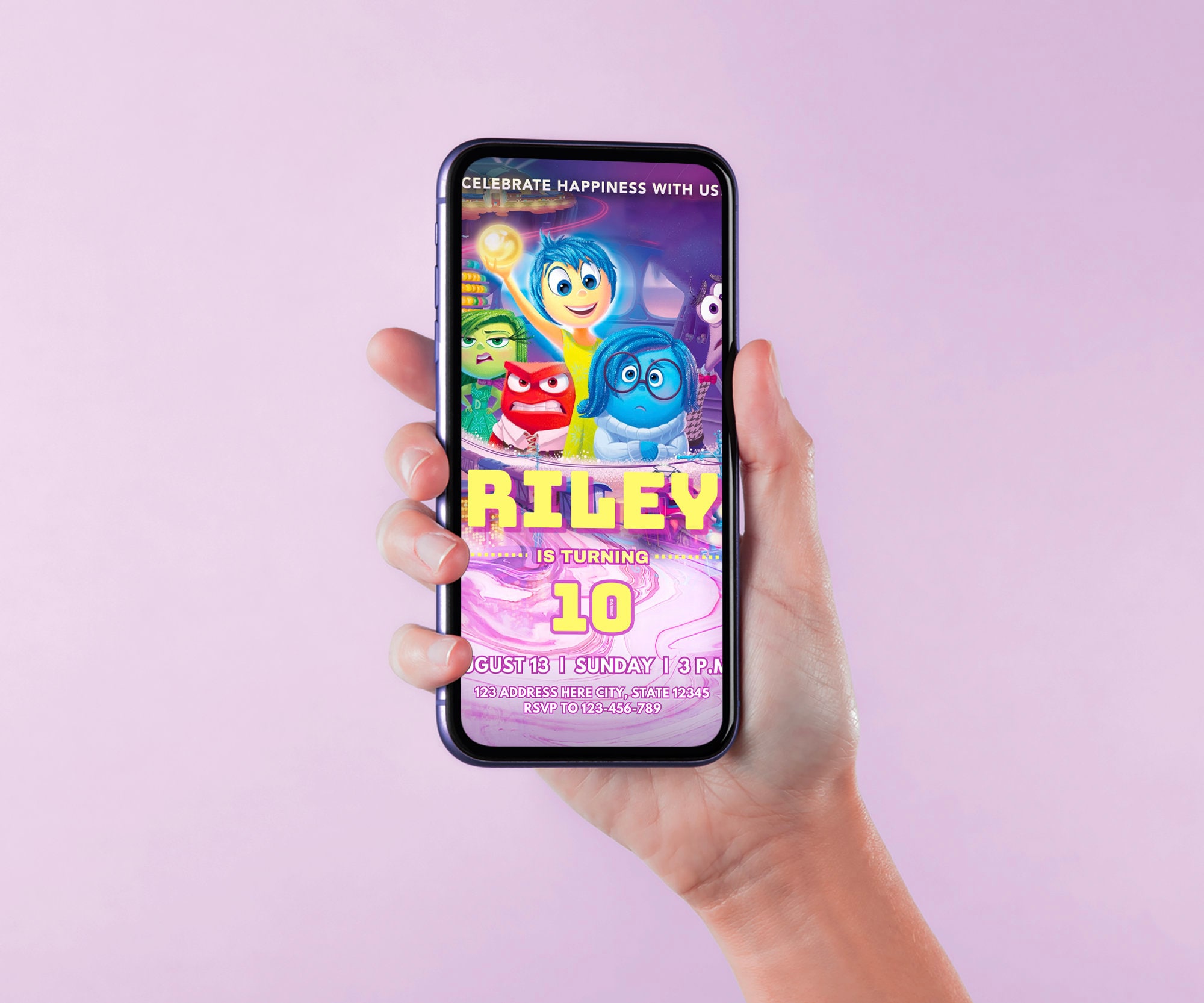 Editable Inside Out Invitation, Inside Out Birthday Party, Pixar Party ...