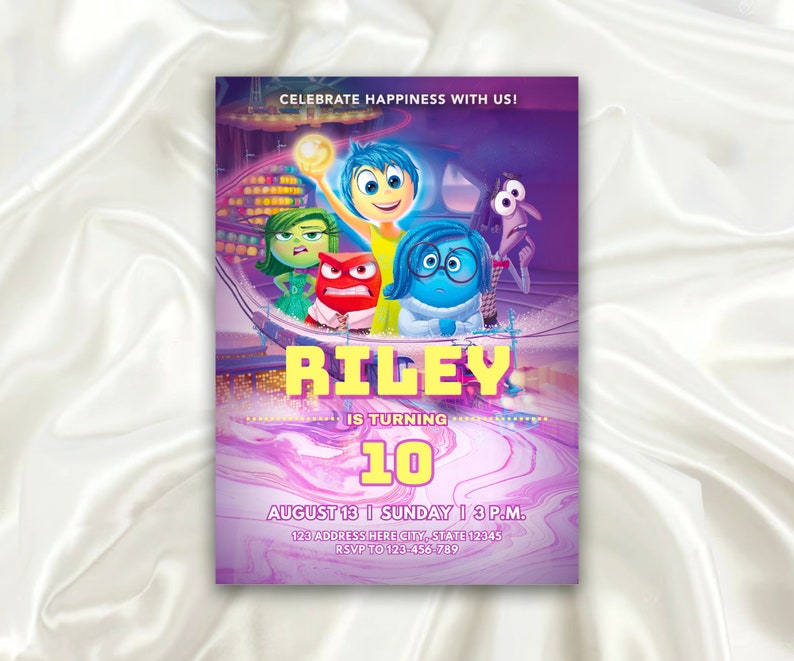 Editable Inside Out Invitation, Inside Out Birthday Party, Pixar Party ...