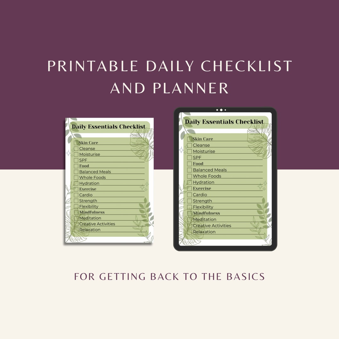 Daily Planner Daily Routine Chart Basic Planner Daily Checklist Self ...