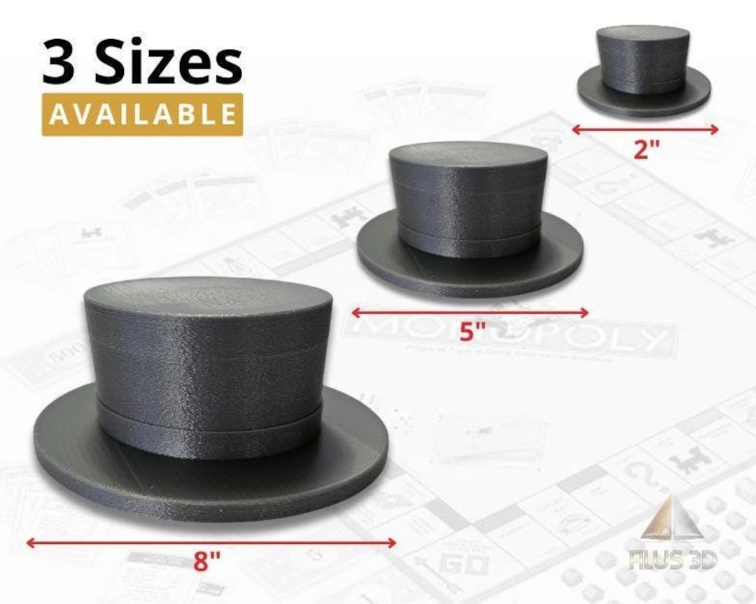 Monopoly Style 3D Printed Top Hat Token – in a Variety of 15 Colors! - Etsy