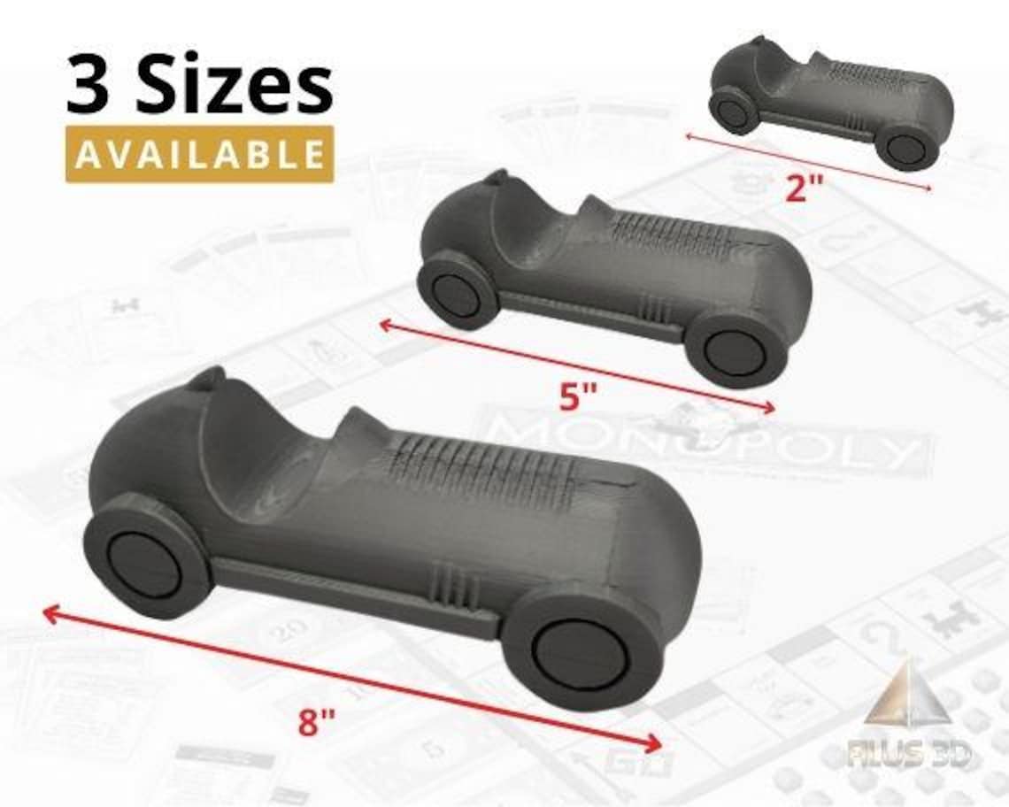 Giant Race Car Decor - Monopoly Style Token, Various Sizes & Colors, 3D ...