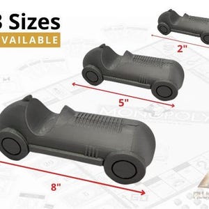 Giant Race Car Decor - Monopoly Style Token, Various Sizes & Colors, 3D ...