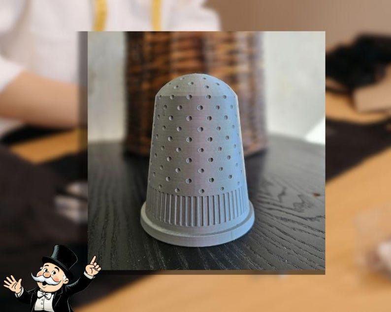Big Thimble Decor – 3D Printed Monopoly Style Token, 2, 5, 8 Inches, 15 ...