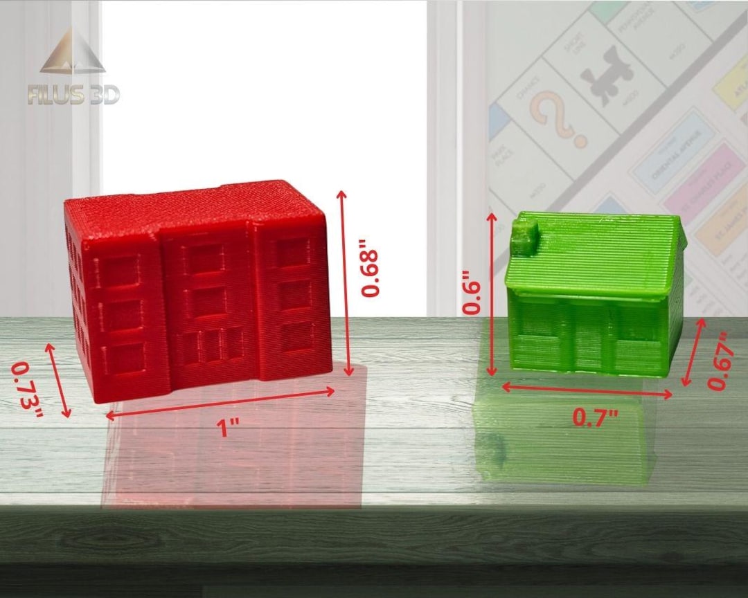 Monopoly Game Upgrade: 12 Custom 3D Printed Houses & 12 Hotels – Set of ...