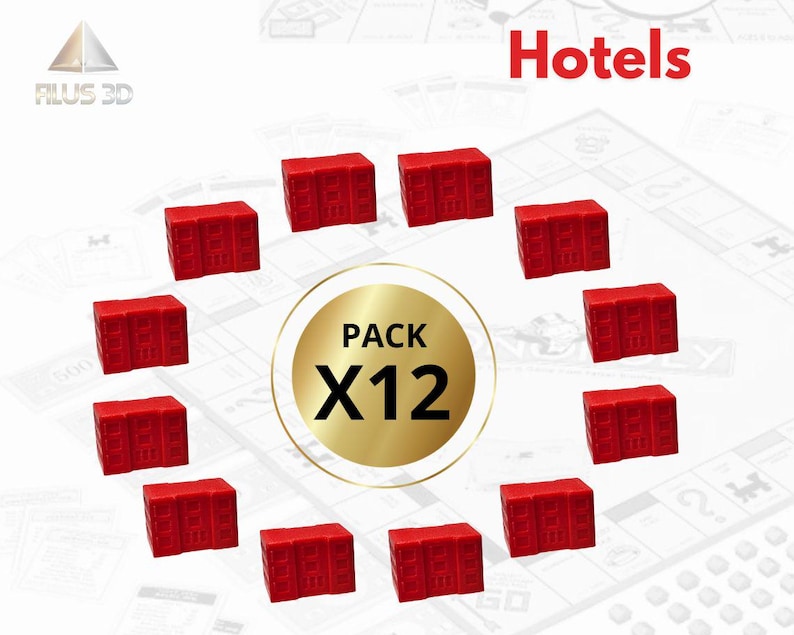 Complete Monopoly Upgrade: 12 Houses & 12 Hotels 3D Printed Set (total ...