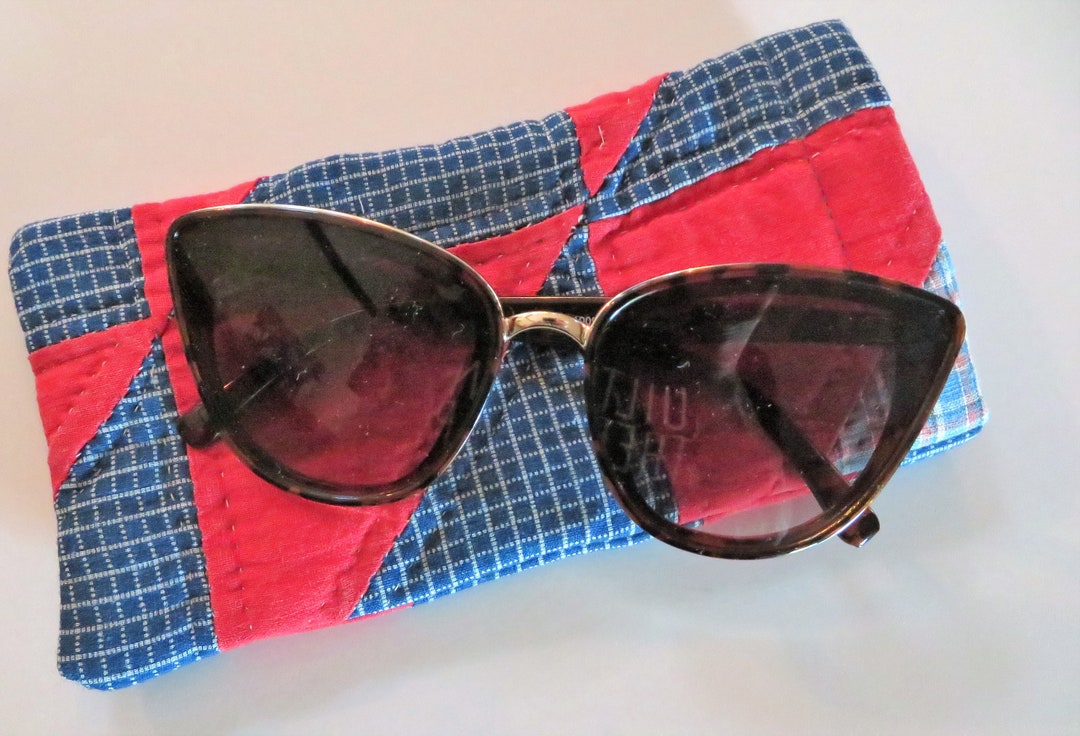 Quilted Sunglasses Case, Soft Glasses Case, Upcycled, Vintage Quilt Glasses Case, Patchwork ...