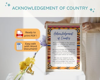 Editable Acknowledgement of Country Sign digital File Aboriginal Art ...