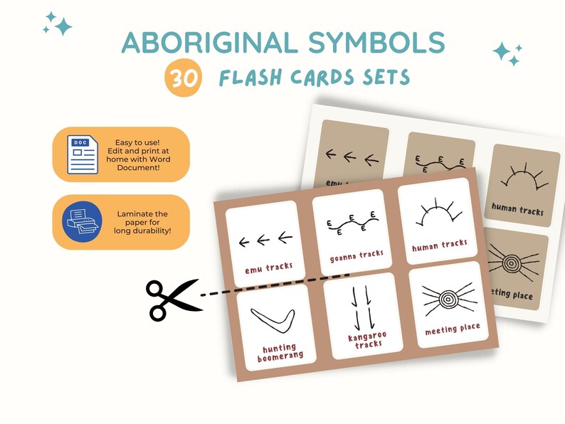 Indigenous Australian Aboriginal Symbol Flashcards Flash Cards ...