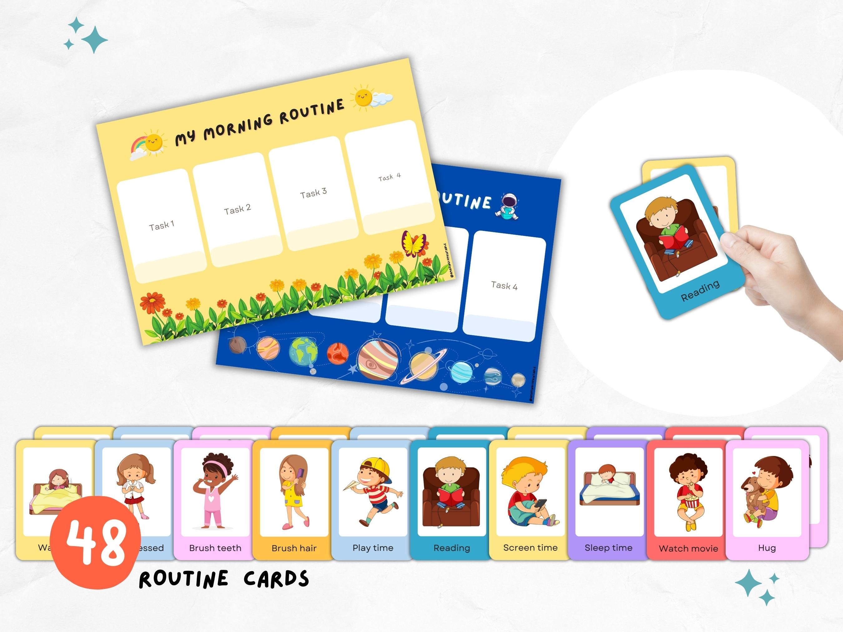 Visual Schedule Kids Routine Chart Toddler Morning Routine Printable ...