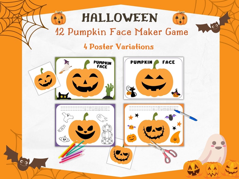 Jack O'lantern Printable Craft Halloween Pumpkin Faces Indoor Preschool ...