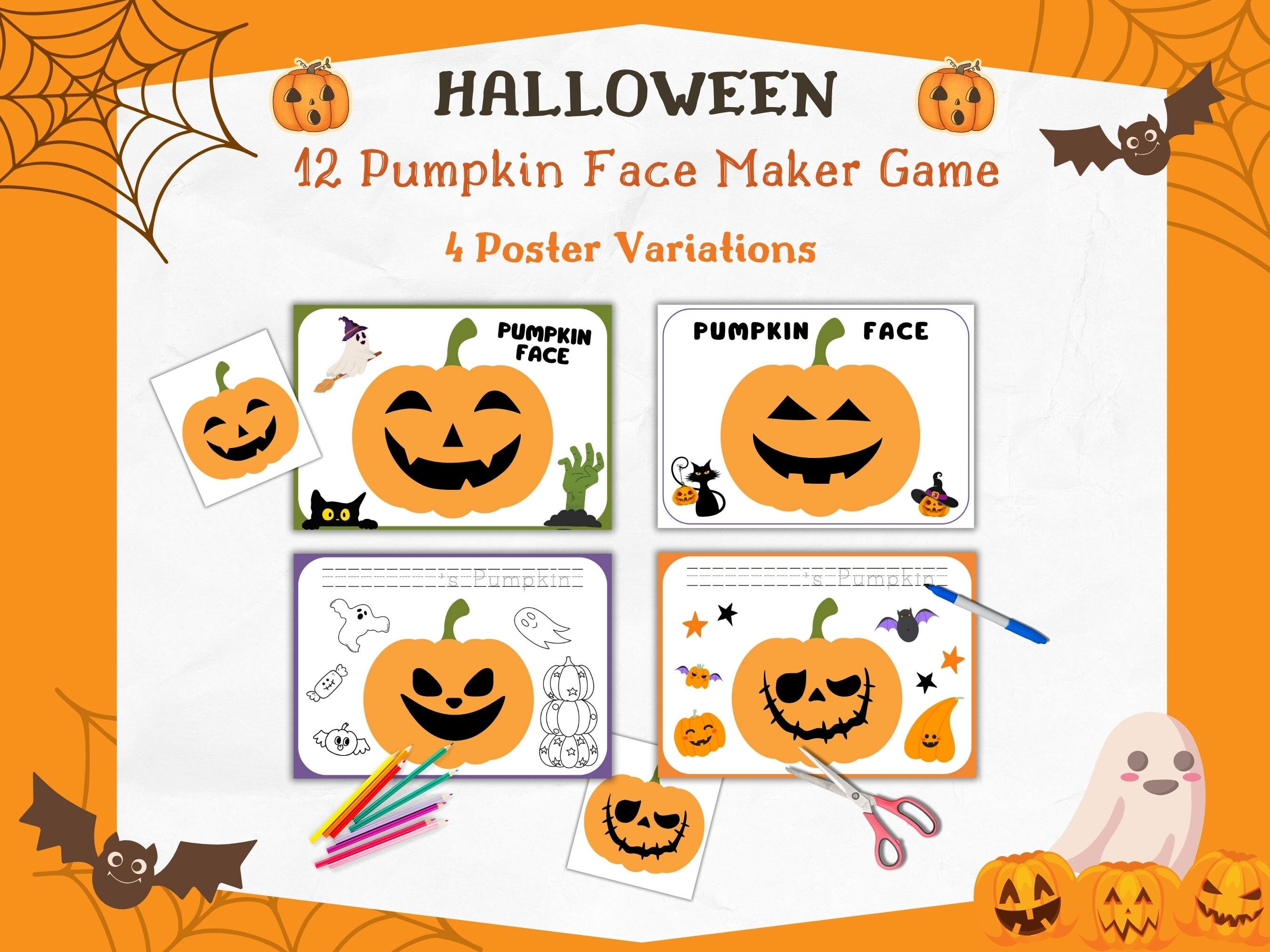 Jack O'lantern Printable Craft Halloween Pumpkin Faces Indoor Preschool ...