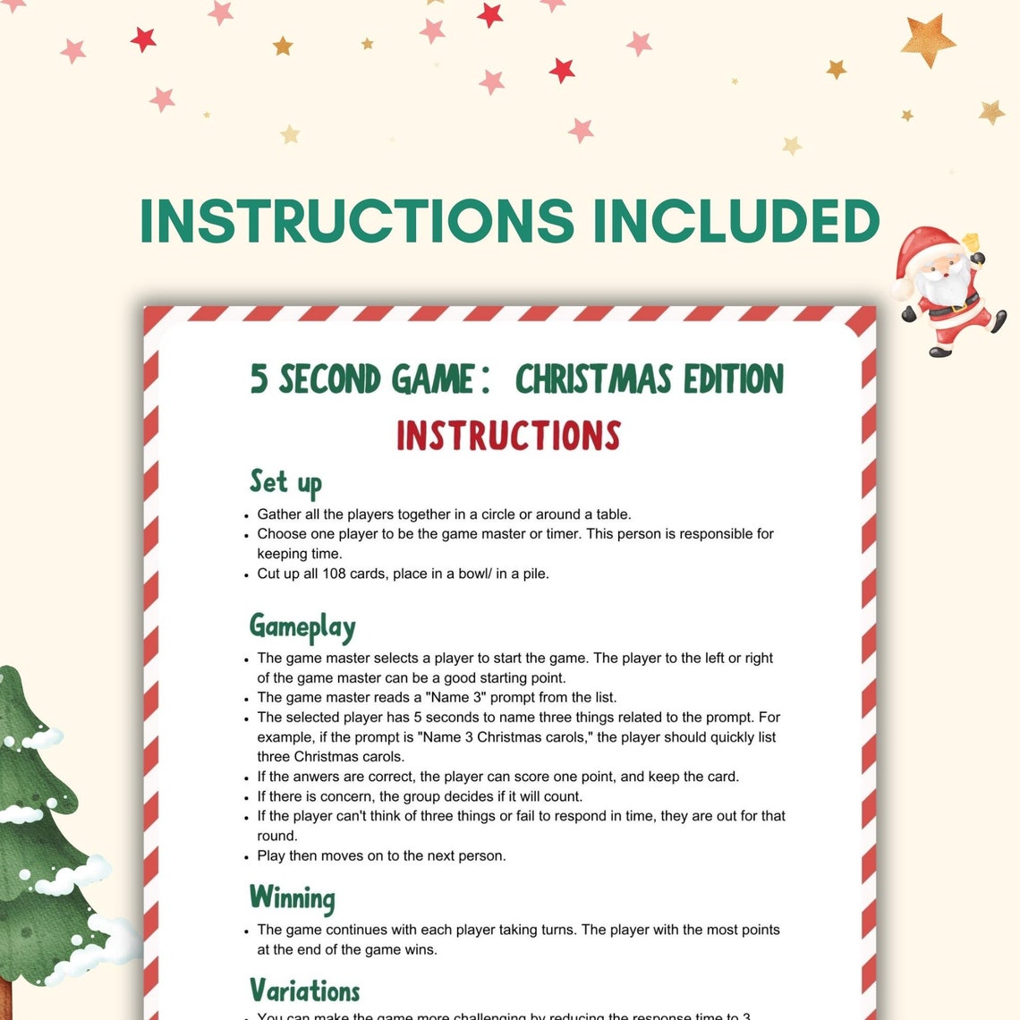 Christmas 5 Second Game | Printable Christmas Game | Christmas Party ...