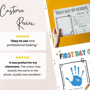 First and Last Day of School Interview Printable, Handprint Art, Back ...