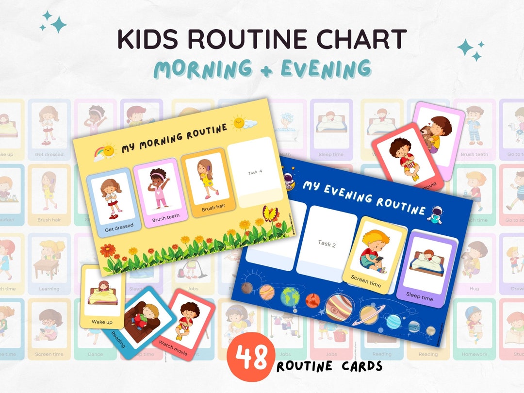 Visual Schedule Kids Routine Chart Toddler Morning Routine Printable ...