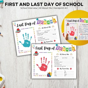 First and Last Day of School Printable, Handprint Art, Handprint Craft ...