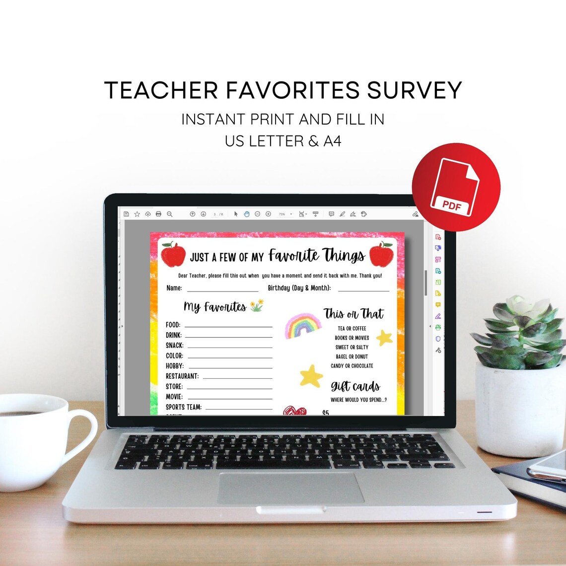 Favorite Things, Printable, Teacher Favorites, Questionnaire, Teacher ...