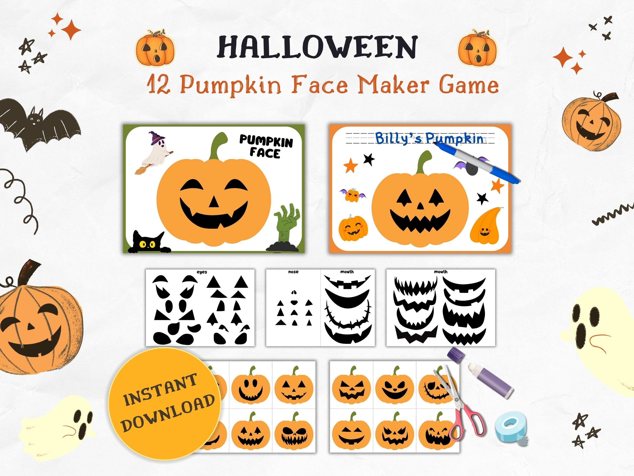 Jack O'lantern Printable Craft Halloween Pumpkin Faces Indoor Preschool ...