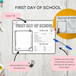 First and Last Day of School Interview Printable, Handprint Art, Back ...