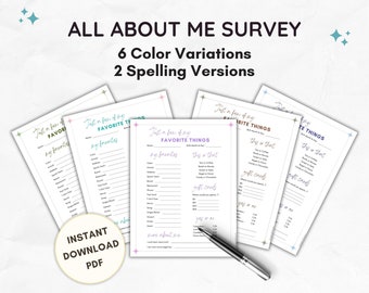 Coworker Questions Printable , All About Me Survey , Employee Favorite ...