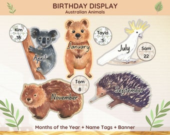 Australian Animals Birthday Bulletin Board Kit | Editable Australian ...