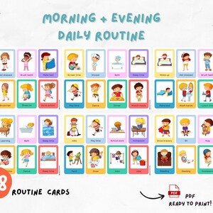 Visual Schedule Kids Routine Chart Toddler Morning Routine Printable ...