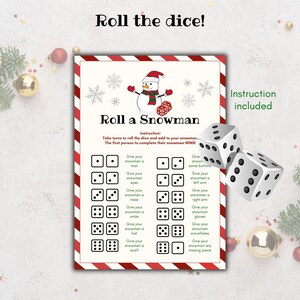 Roll A Snowman Game Printable Christmas Game Winter Activity for Kids ...