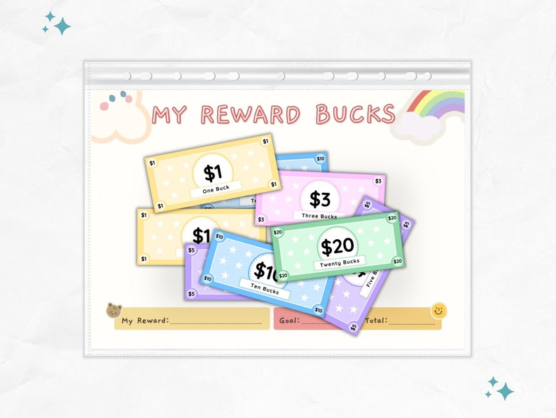 Reward Bucks for Kids Printable Play Money Editable Allowance Money Mom ...