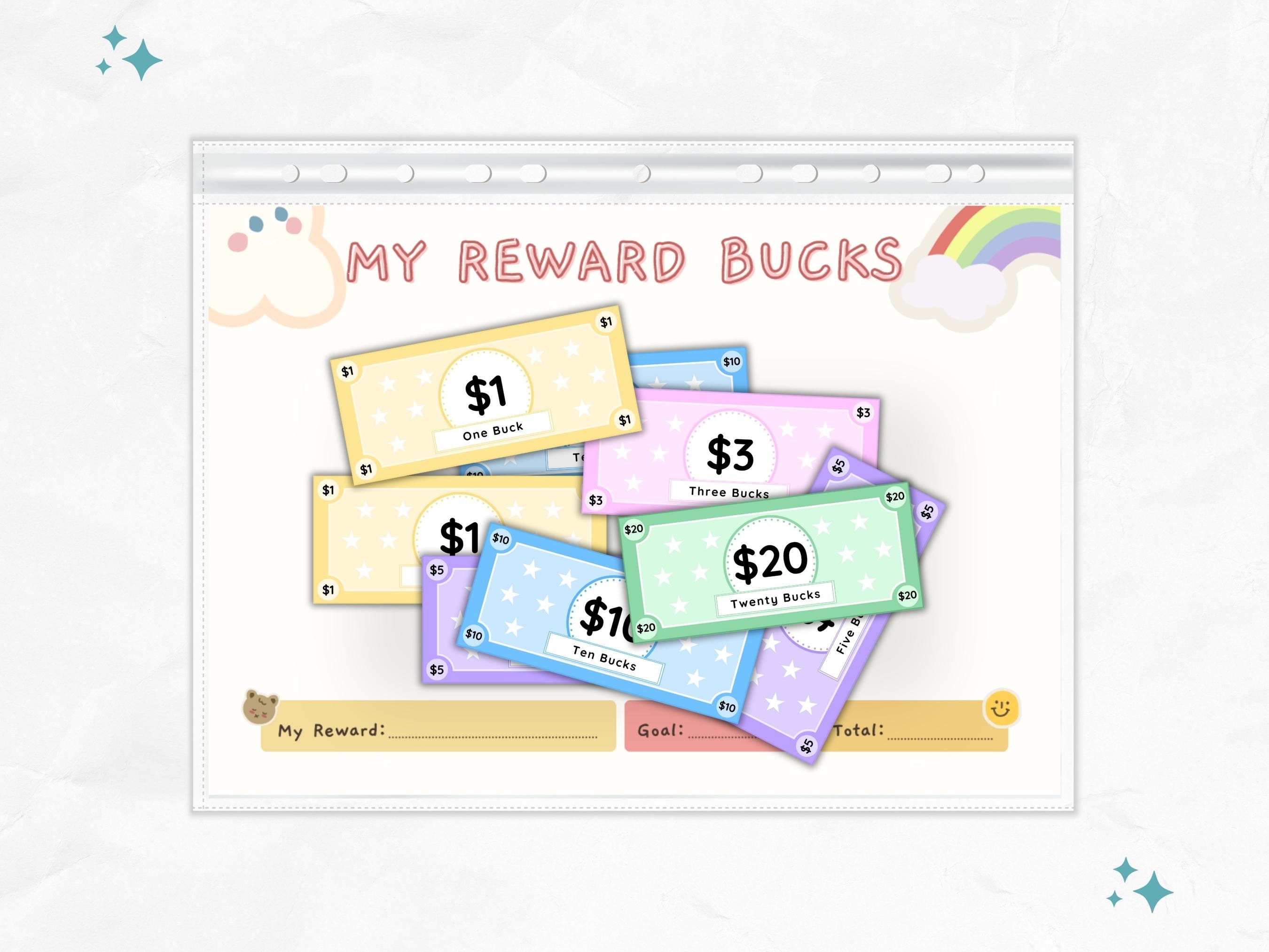 Reward Bucks for Kids Printable Play Money Editable Allowance Money Mom ...
