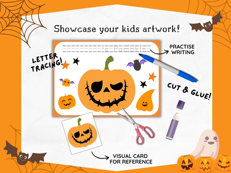 Jack O'lantern Printable Craft Halloween Pumpkin Faces Indoor Preschool ...