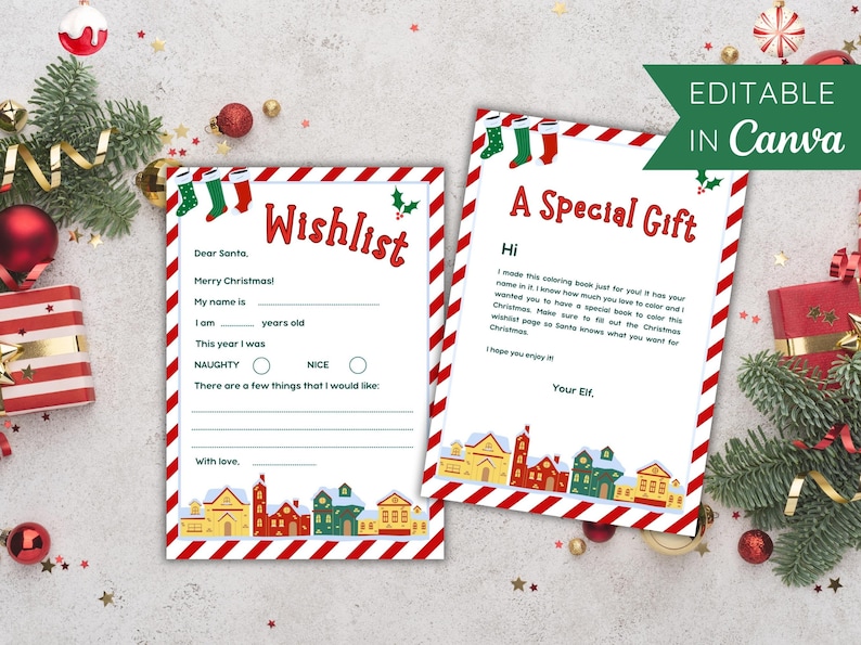 Christmas Elf Letter Printable Bundle, Editable Canva Template - Etsy